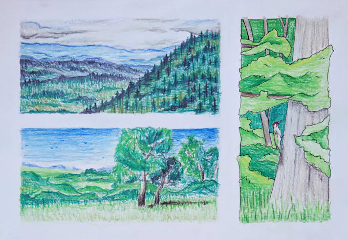how to draw natural landscape