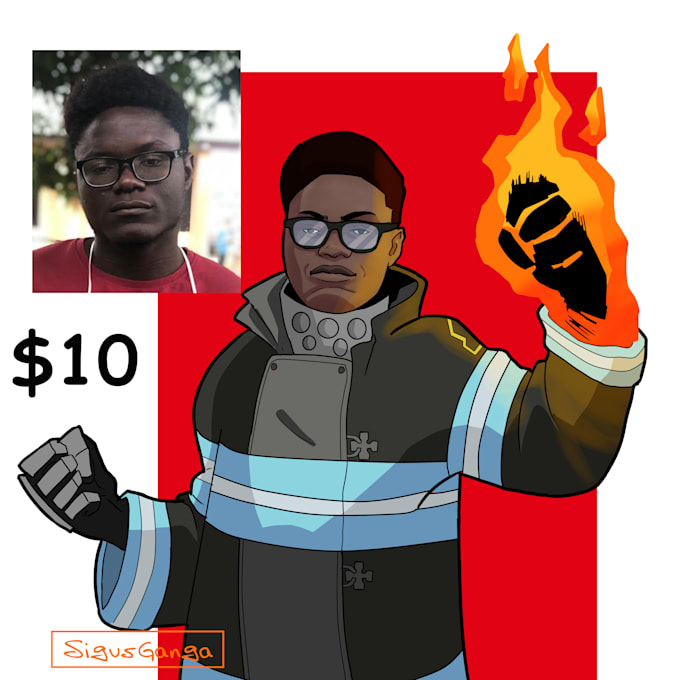 Draw you as a fire force and anime character by Imhanlahimik | Fiverr