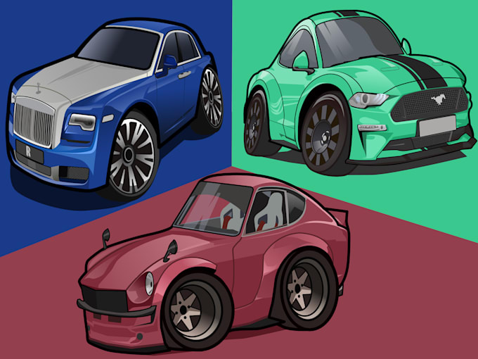 Draw your car into vector cartoon caricature by Sulistiyanto | Fiverr
