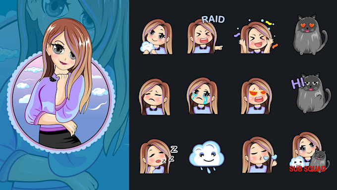 Draw chibi emotes and logo by Fugigraphics133 | Fiverr