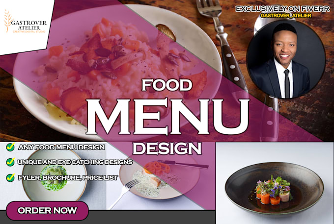 Design eye catching food menu, restaurant menu board, recipe for your ...