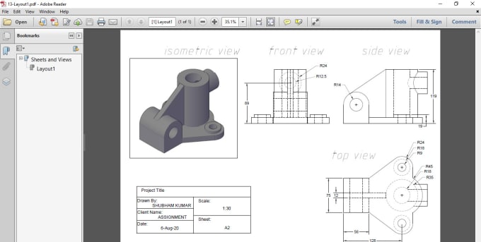 Design 2d mechanical part drawings in autocad by Aka1055 | Fiverr