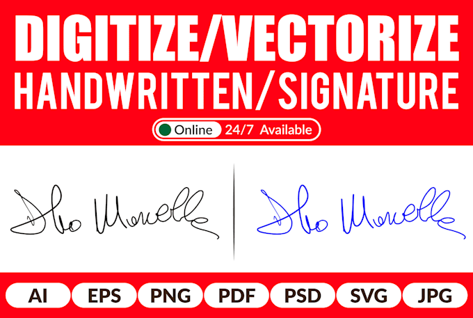 Do digitize signature vectorize handwritten signature hand note 1 hour ...