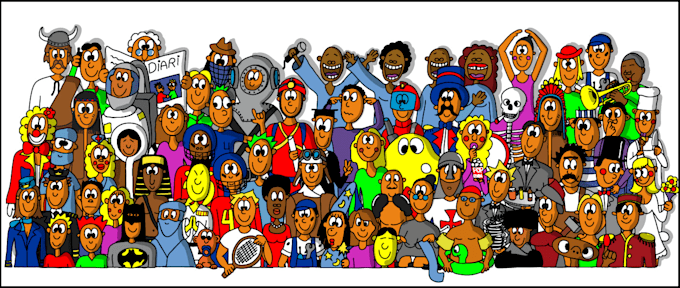 Create a cute illustration with a lot of characters by Mararchs | Fiverr