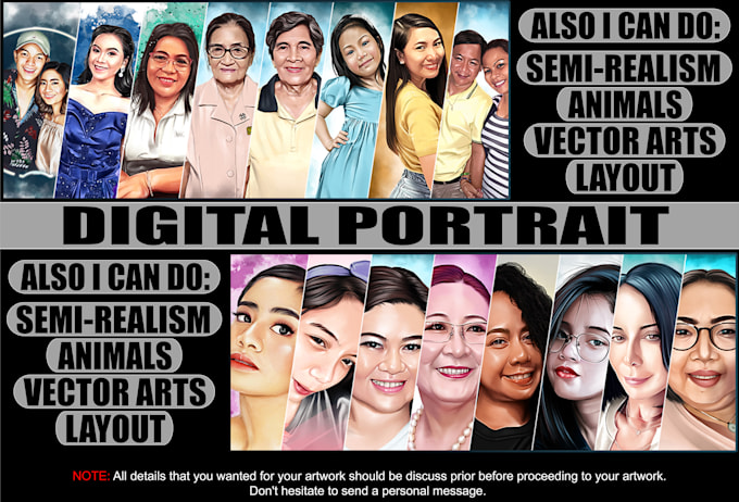 Digital portrait, semi realism, animals, vector art, layout by Robert ...