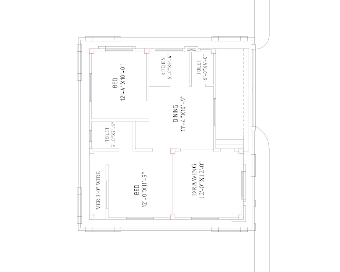 Draw a 2d floor plan by autocad, design and render exterior by 3dsmax ...