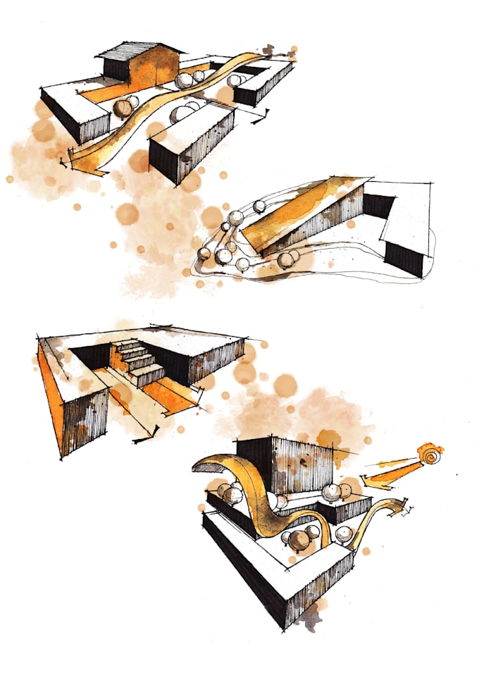 Draw architectural graphics with ink and watercolor by Atefehmortazavi ...