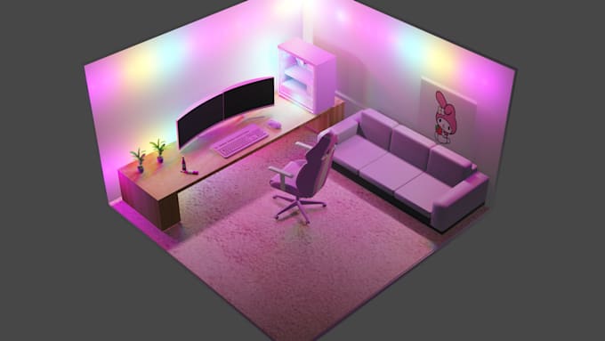 Make you a 3d model of your gaming setup in blender by Notslavic | Fiverr