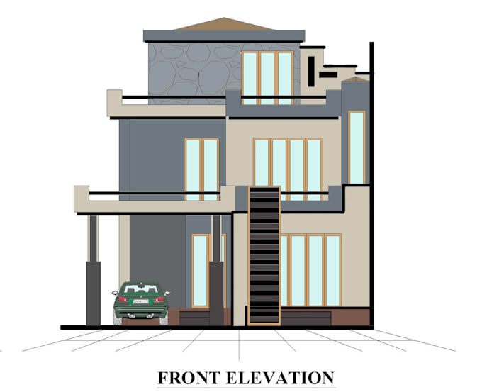 Make 2d floor plan,elevation,section and site plan by Darksideworld ...