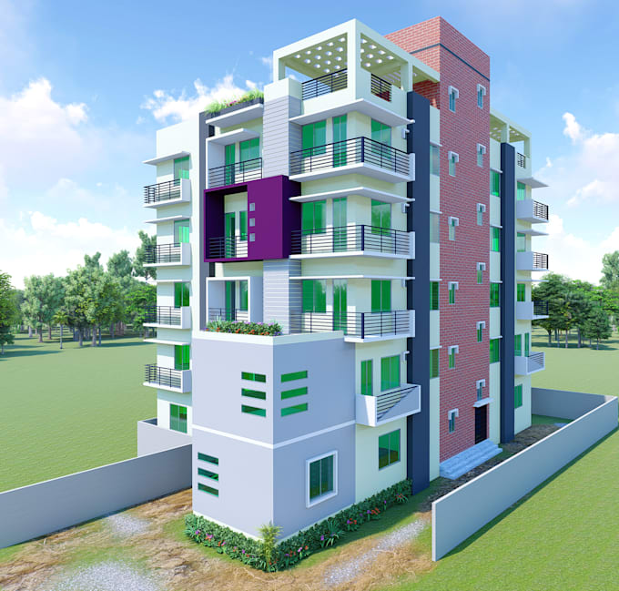 Design a 3d view for exterior building by Gazi_jamal | Fiverr