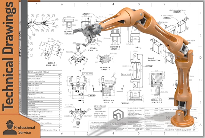 Draft technical drawings for prototyping or manufacturing of your ...