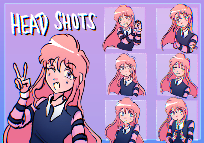 Draw 5 character sprites for your visual novel or youtube channel by ...