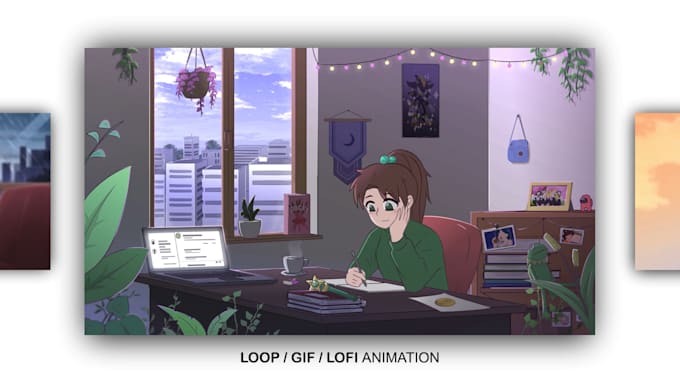 Create lofi loop animation illustration and animated gif by ...