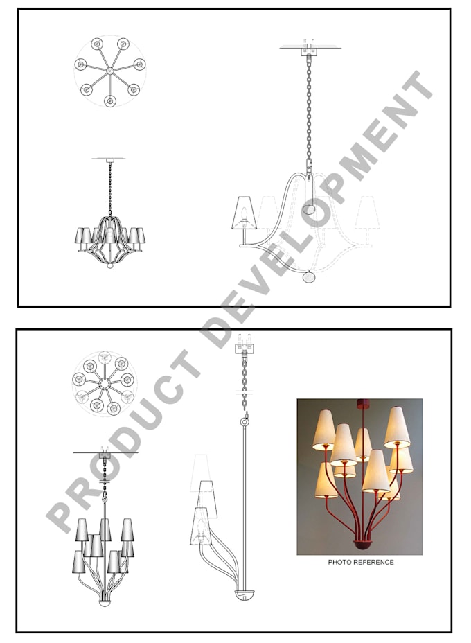 Draft any lamp shade and chandelier design in shop drawing using ...