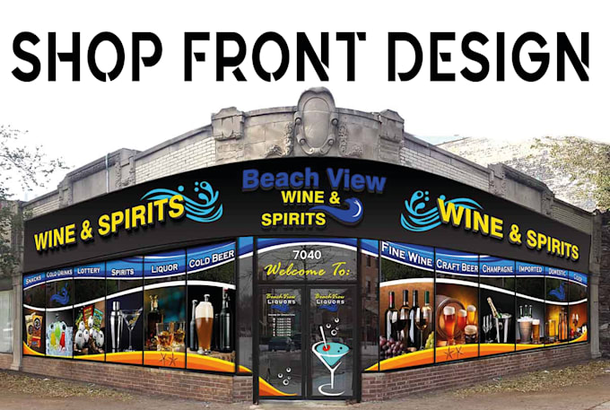 Design creative and trendy shopfront, window graphics, storefront and ...