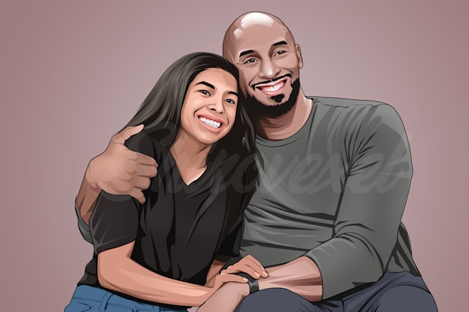Draw couple cartoon portrait of your photo by Shirovexel | Fiverr