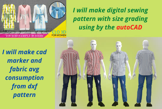 Make digital sewing pattern with size grading using the autocad by ...