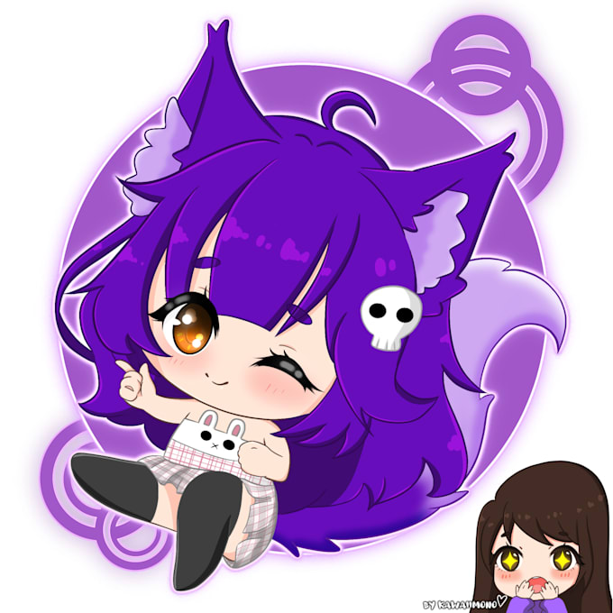 Draw cute chibi icon, profile pic for you by Kawaiimono | Fiverr