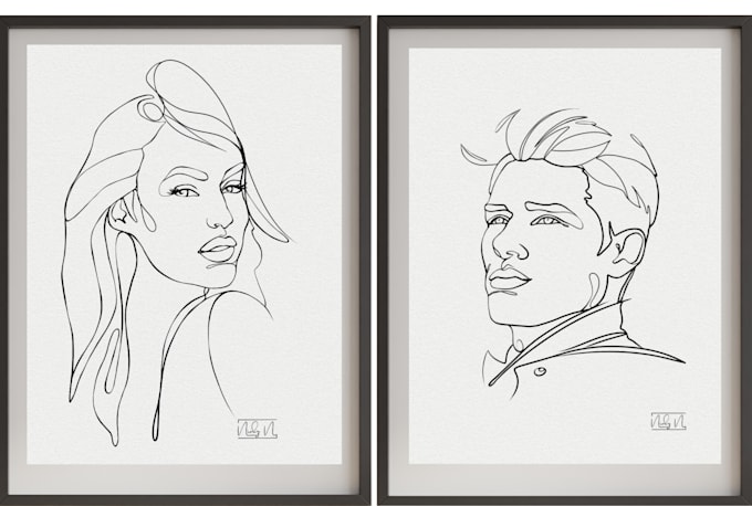 Draw artistic one line portrait from your photo by Nickyfin | Fiverr