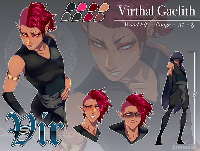 Draw fantasy character sheets by Brennzan | Fiverr