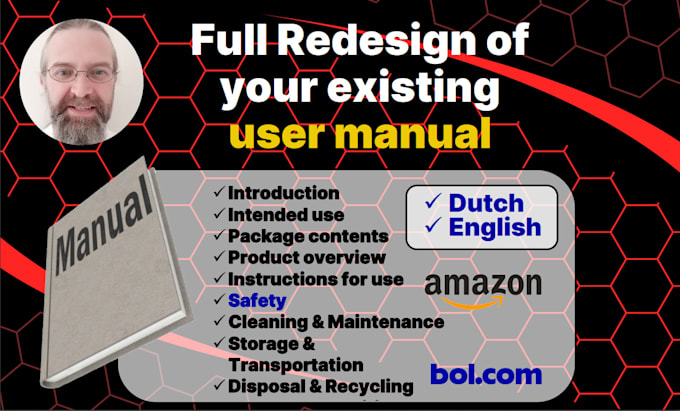 Do a full redesign of your user manual for bol com, amazon, etsy, wish ...