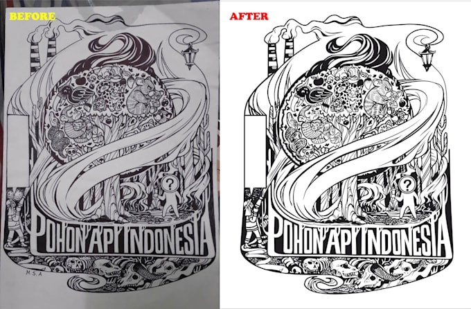 Do any vector retracing, line art, wall vector design by Akhi516 | Fiverr