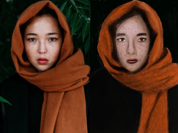 Draw a portrait based on a photo by Kristastrom | Fiverr