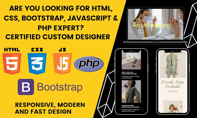 Design website in html, css, javascript, bootstrap and php by ...