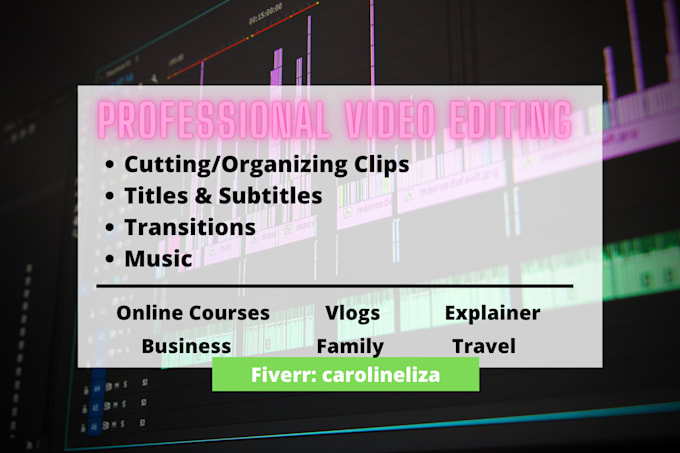 Do professional video editing for most niches by Carolineliza | Fiverr
