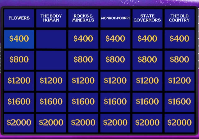 Create a customized jeopardy game by Owenp1114 | Fiverr