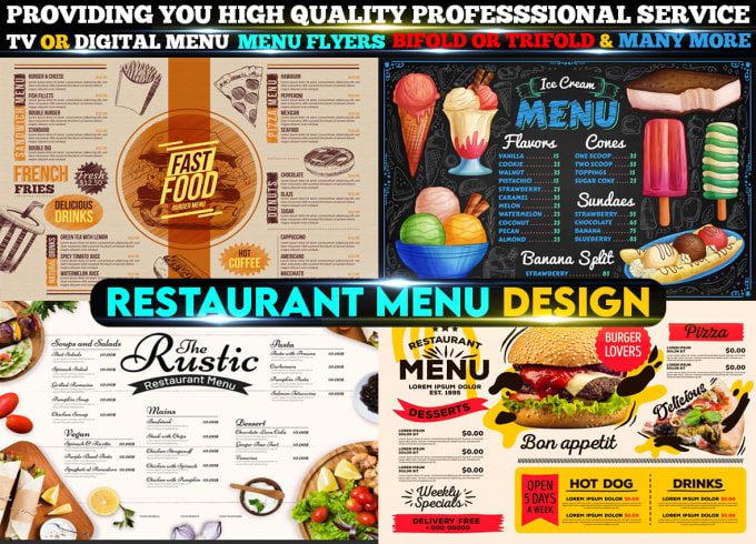 Do unique restaurant menu design, digital menu or menu board by Sham5a ...