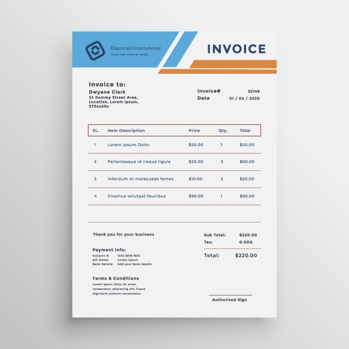 Design modern style invoice, order form, rate list, receipt by Aaimish ...