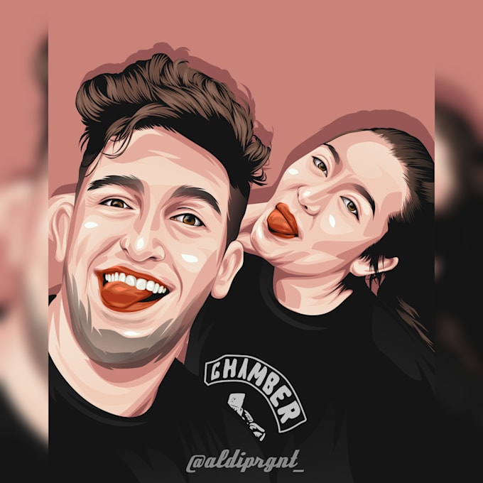 Draw your couple picture in to amazing vector art by Aldipraganta_ | Fiverr