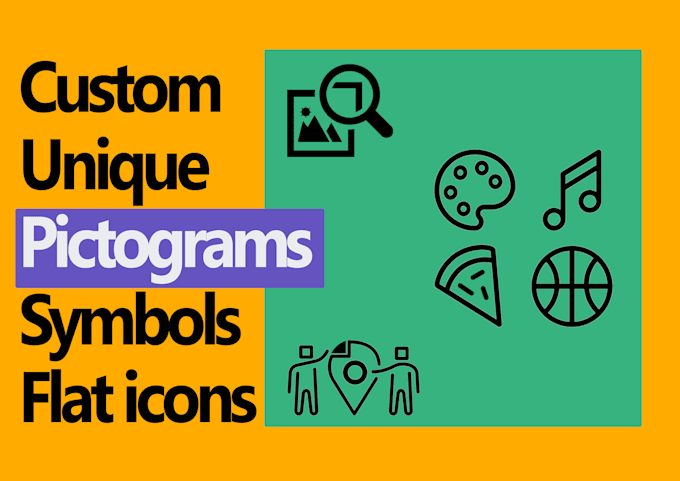 Design custom unique pictograms flat icons symbols for your apps web ...