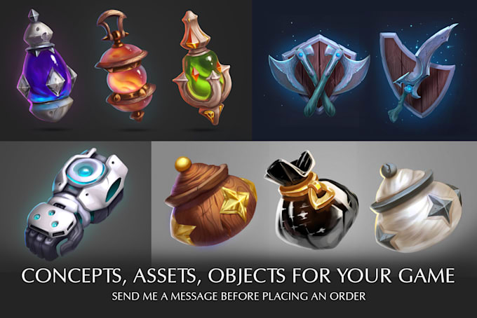 Draw 2d game art, game props, game assets, concept art by ...