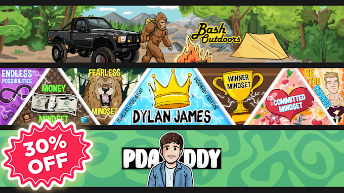 Design a cartoon banner and avatar for youtube or twitch by Sheepart ...
