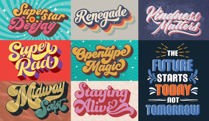 Design hand lettering, typography , retro script ,t shirt by Noodee ...