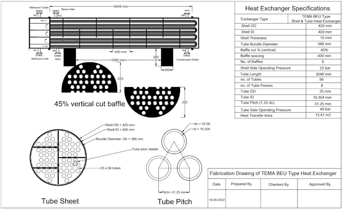 Design shell and tube heat exchanger by Hassan_hussain | Fiverr