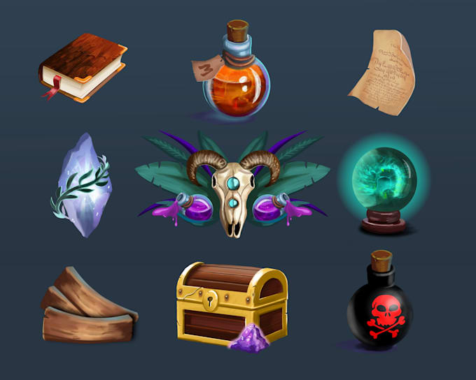 Draw 2d objects characters props icons and buttons by Phindicator | Fiverr