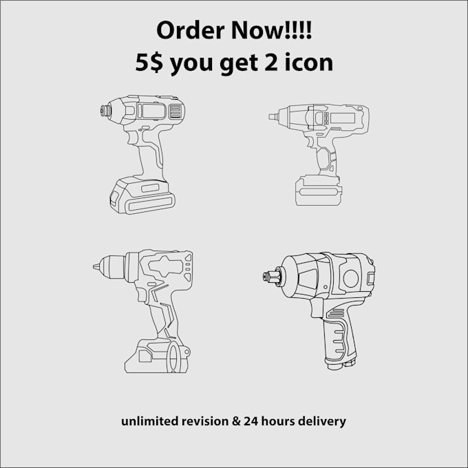Draw awesome hand tool and power tool by W_project | Fiverr