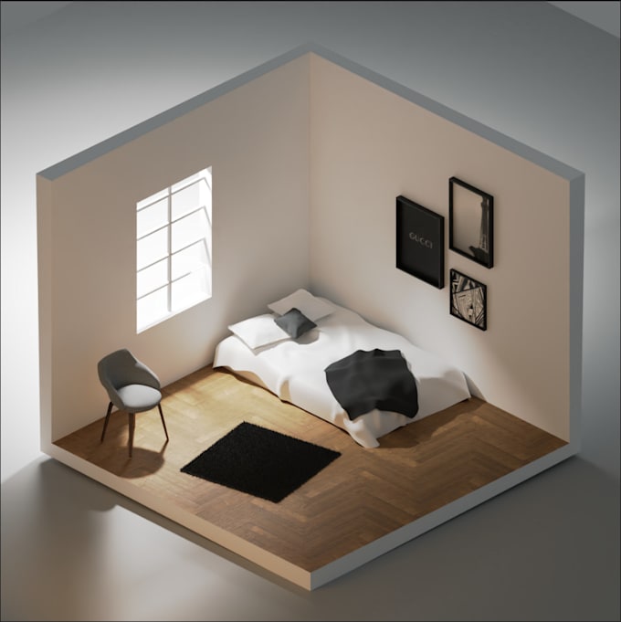 Creat a 3d isometric room setup for you by Daanishamir | Fiverr