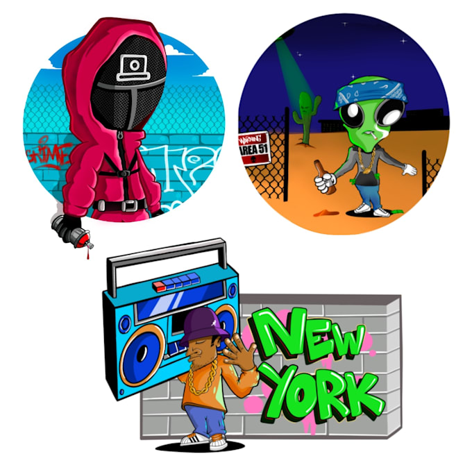 Create professional street graffiti art character designs by ...