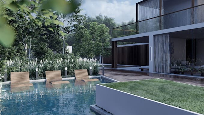 Design home garden,pool,patio, villa landscape by Vinitenk | Fiverr