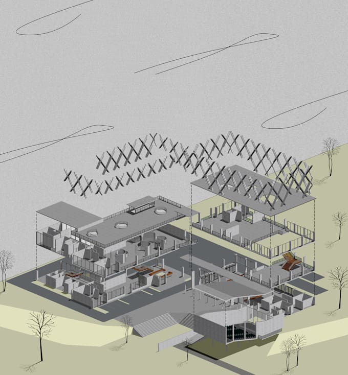 Illustrate an axonometric diagram by Zikrihakim | Fiverr