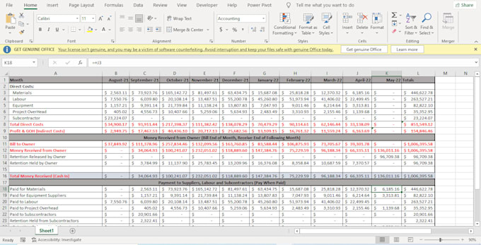 Construct construction budget and cash flow, schedule of values by ...