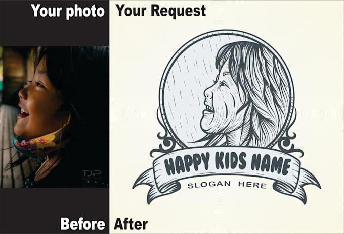 Hand drawing classic or design logo from your photo by Thomascetak | Fiverr