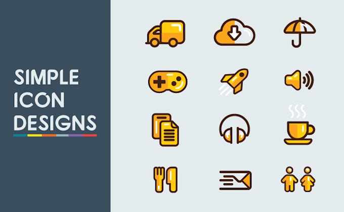 Design unique, simple, modern and custom icons set by Dragonart_pk | Fiverr