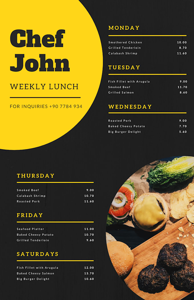 Design a professional menu card for your business by Mssquad2 | Fiverr
