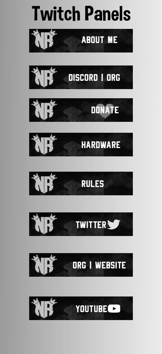 Twitch panels and an twitch header banner by Dekagfx | Fiverr