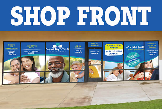 Make eye catching window graphic, shop front, storefront design by ...